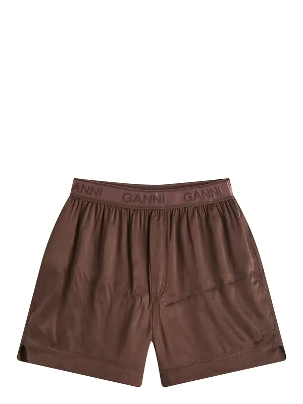 GANNI Washed Satin Shorts - Mole