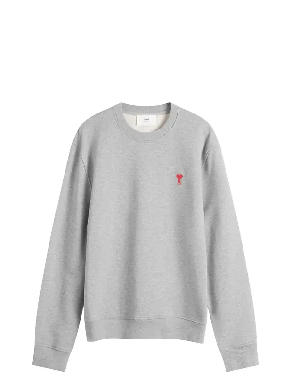 Ami Heart Crew Sweat - Heather Grey