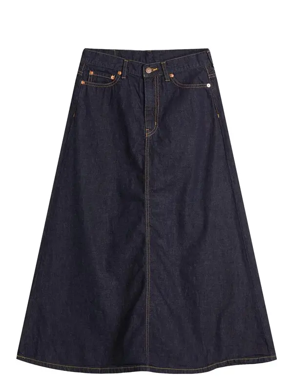 BEAMS 0.5 Pocket Denim Long Skirt - Blue Indigo