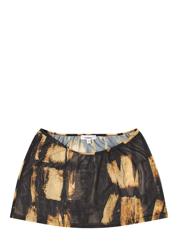 Miaou Elektra Printed Mini Skirt - Treading Brown