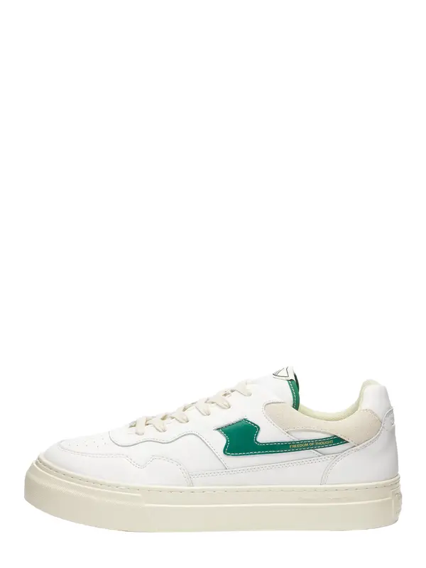 S.W.C STEPNEY WORKERS CLUB Pearl S-strike Leather Sneakers - White/green