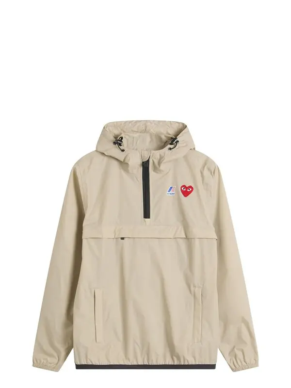 Play Comme Des Garcon X K-way Half Zip Packable Jacket - Beige