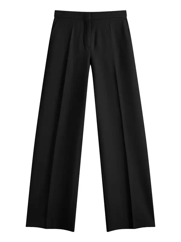 Max Mara Wide Leg Wool Trousers - Black