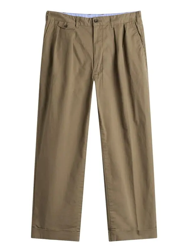BEAMS 2 Pleat Chino - Olive