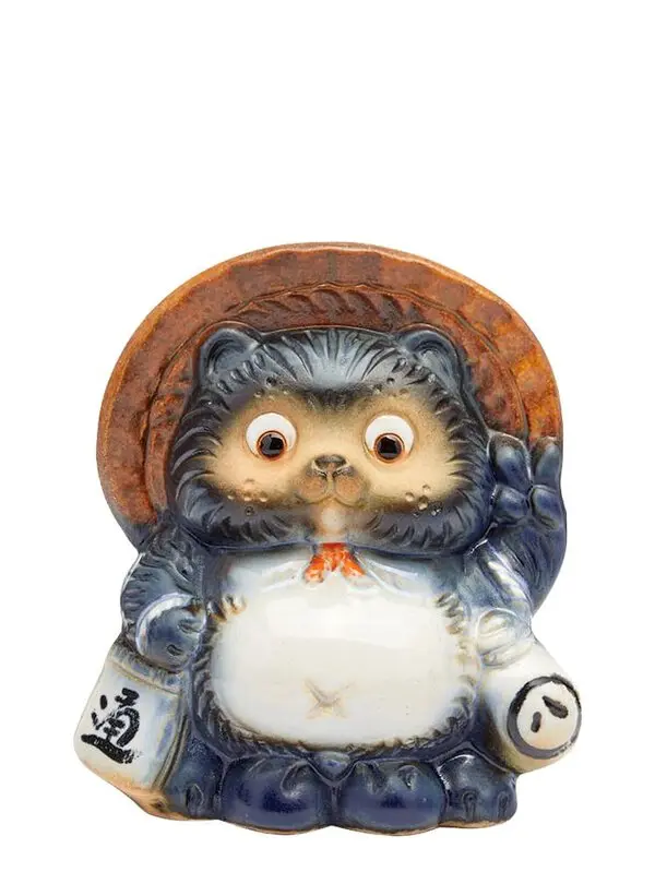 BEAMS Fortune Raccoon Dog Piggy Bank - Navy