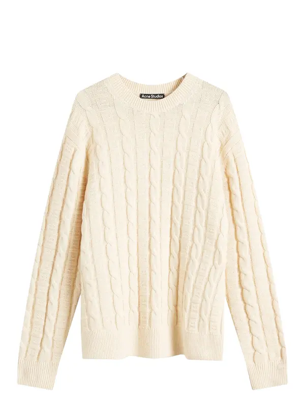 Acne Studios Kelviro Cable Face Jumper - Oatmeal Melange