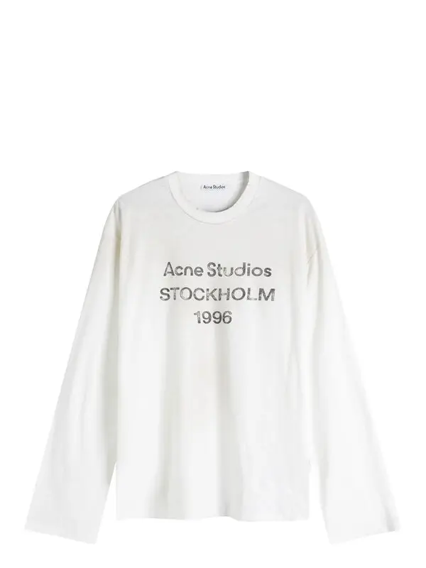 Acne Studios Edden 1996 Logo Long Sleeve T-shirt - Dusty White