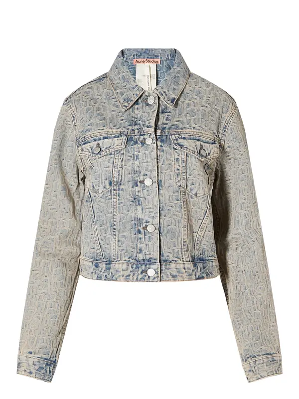 Acne Studios Denim Logo Jacket - Blue/beige