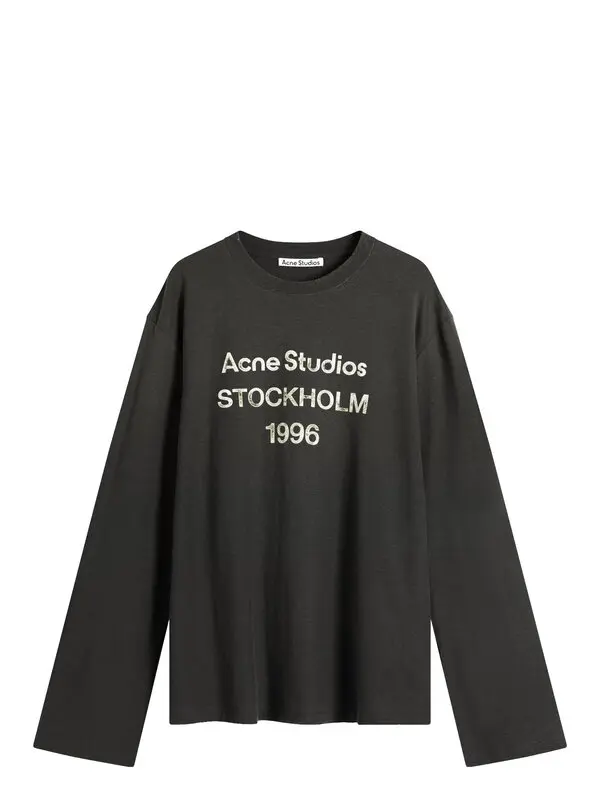 Acne Studios Edden 1996 Logo Long Sleeve T-shirt - Faded Black