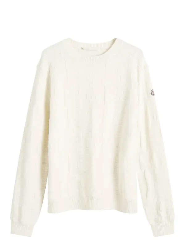 Moncler Wool Coronet Crew Sweater - Off White