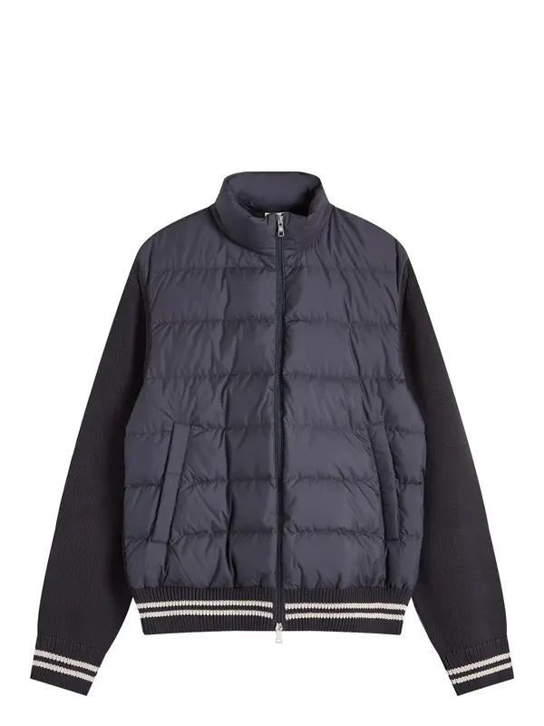 Moncler Down Cotton Knit Cardigan Jacket - Navy
