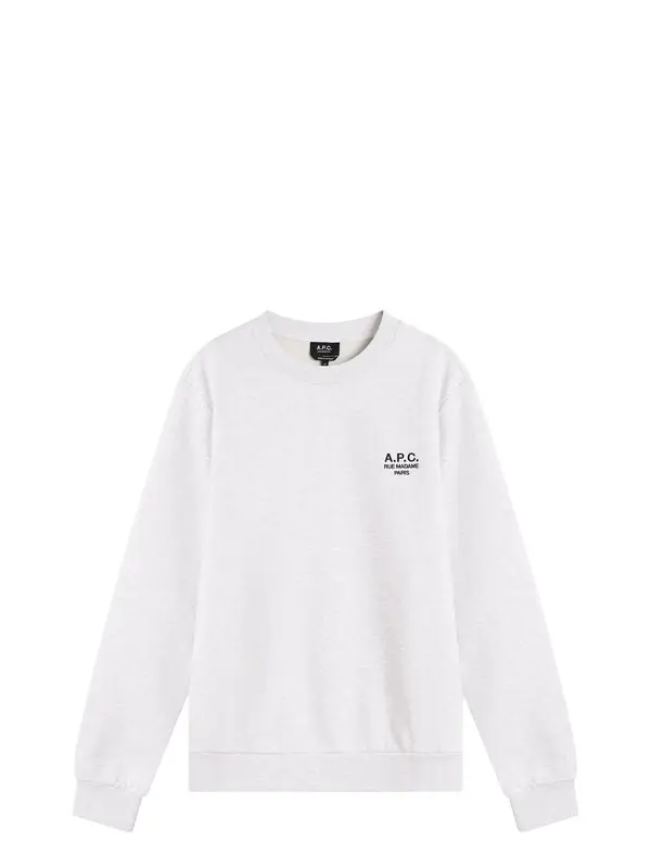 A.p.c. Rue Madame Logo Crew Sweatshirt - Heather Grey/black