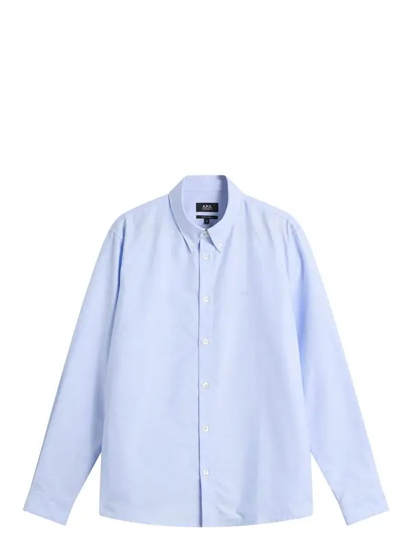 A.p.c. Greg Button Down Logo Oxford Shirt - Light Blue