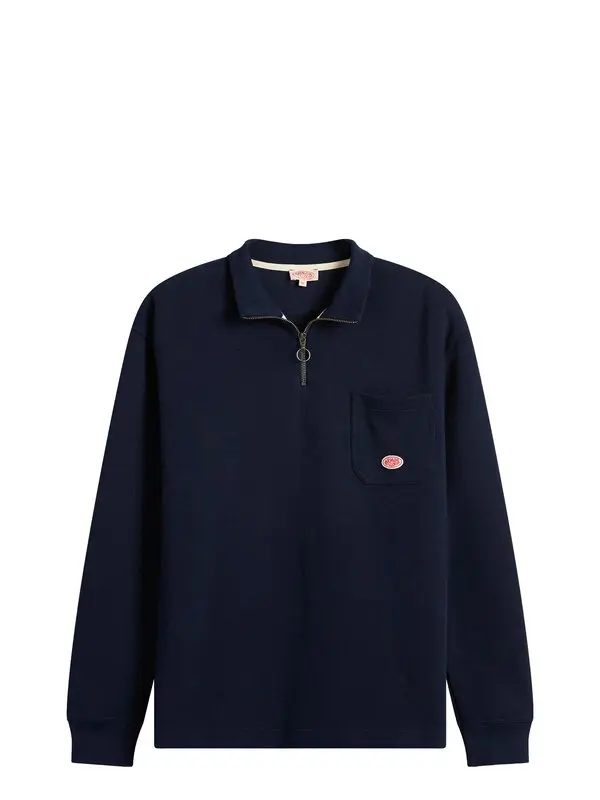 Armor Lux Half Zip Pocket Sweatshirt - Navy