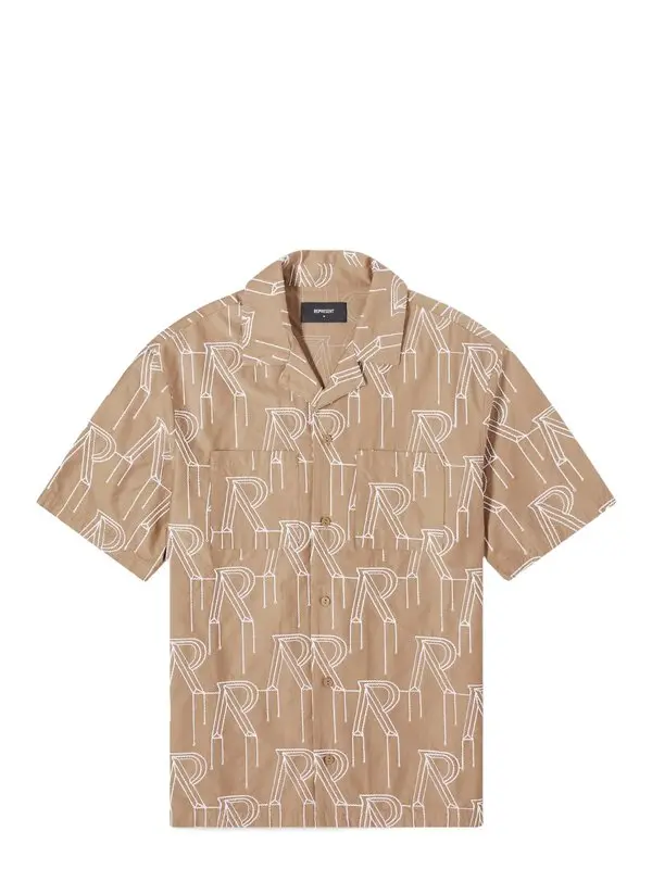 REPRESENT Embroided Initial Vacation Shirt - Washed Taupe