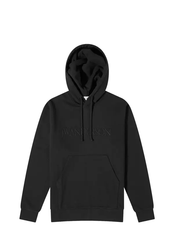 JW Anderson Logo Embroidery Popover Hoodie - Black