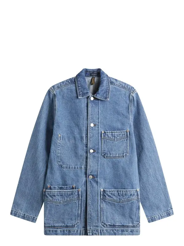DRAKE'S Selvedge Denim Chore Jacket - Bleach Wash