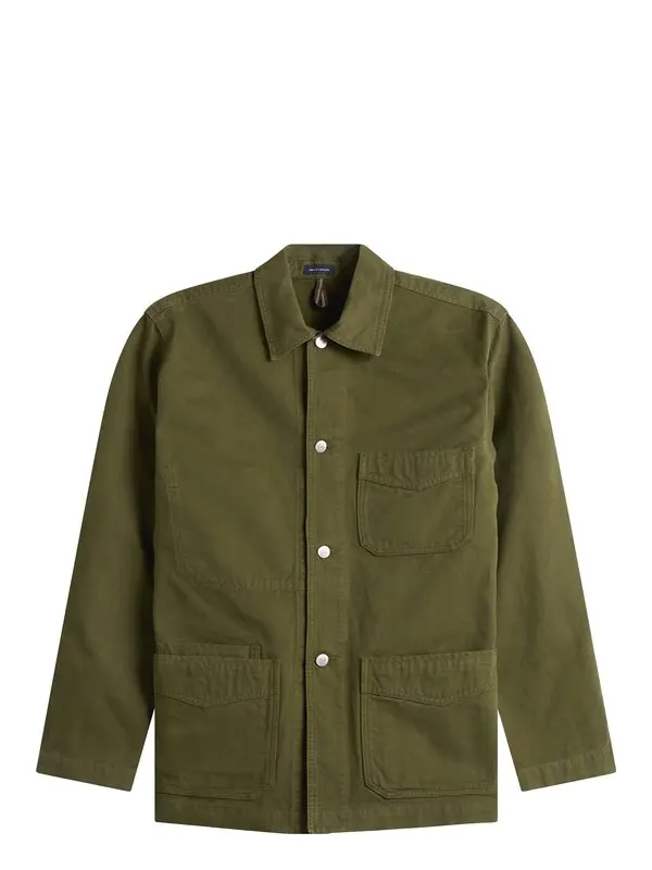 DRAKE'S Canvas Chore Jacket - Olive