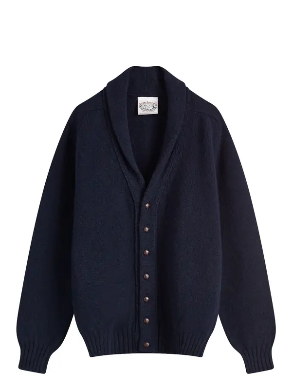 JAMIESON'S OF SHETLAND Elbow Patch Cardigan - Dark Navy