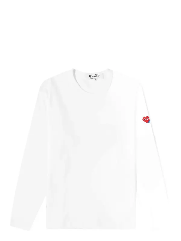 Play Comme Des Garcon Long Sleeve Invader T-shirt - White
