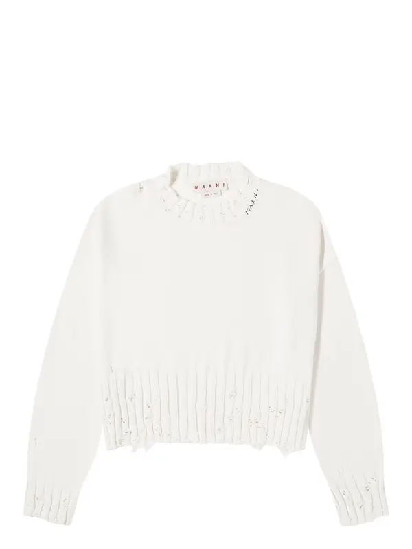Marni Cotton Gauge Crew Knit - Lily White