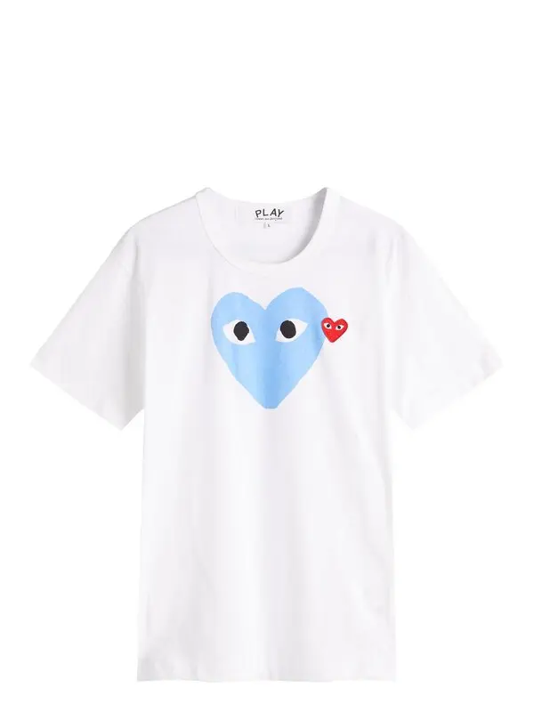 Play Comme Des Garcon Red Heart Colour Heart T-shirt - White/red/blue