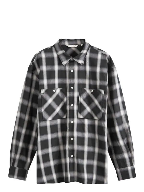 UNIFORM BRIDGE Two Pocket Check Shirt - Black