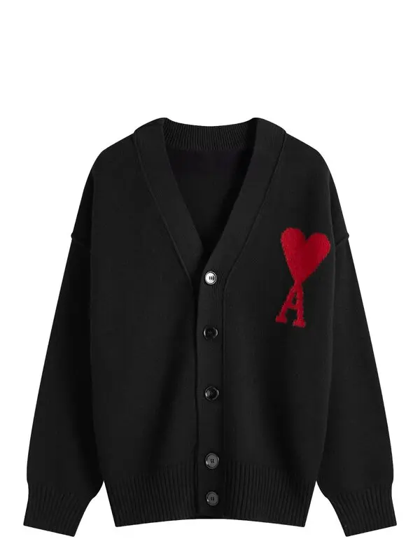 Ami Adc Big Cardigan - Black/red