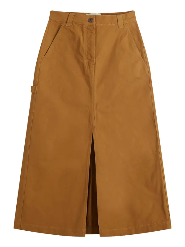 WEEKEND BY MAX MARA Longline Cotton Canvas Skirt - Earth