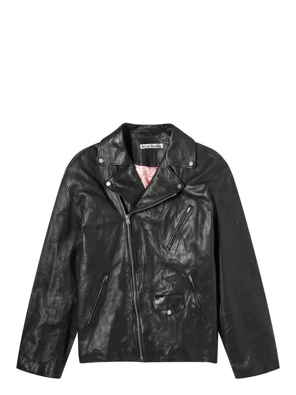 Acne Studios Liker Distressed Nappa Leather Jacket - Black