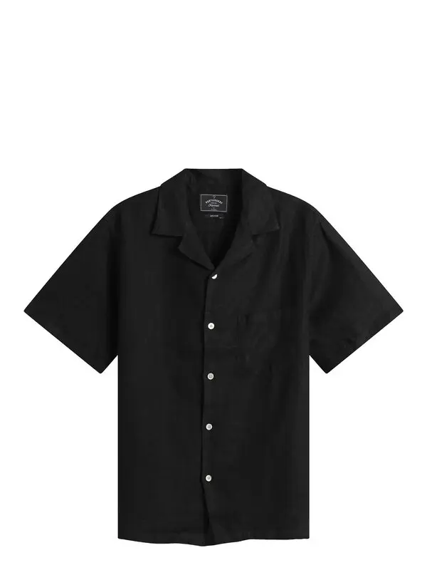 Portuguese Flannel Linen Camp Vacation Shirt - Black