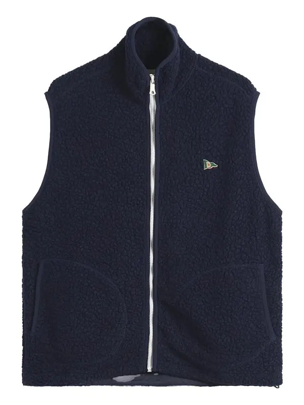DRAKE'S Boucle Wool Fleece Vest - Navy