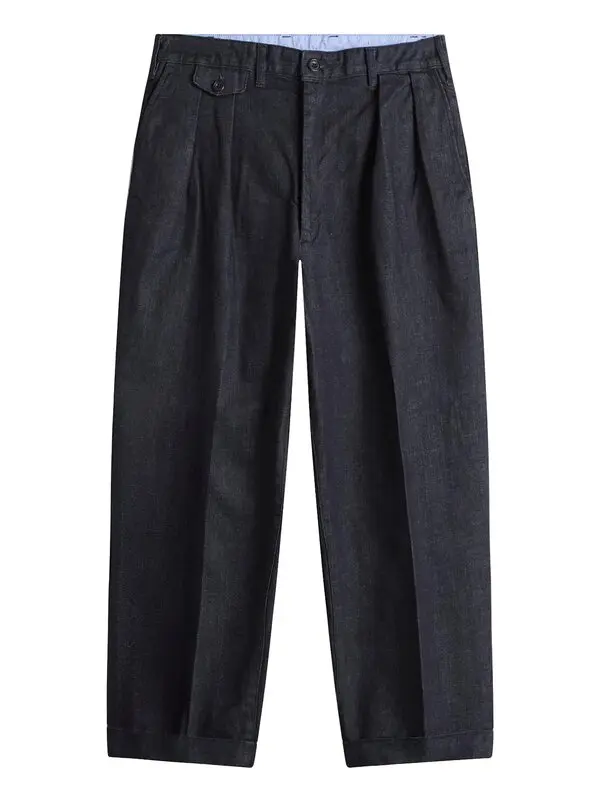 BEAMS 2 Pleat Denim Trousers - Indigo