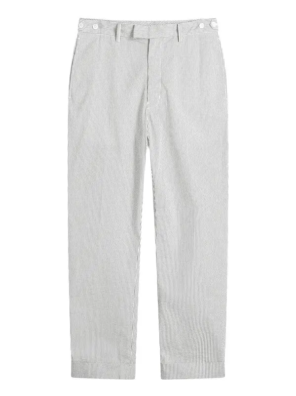 BEAMS Coolmax® Seersucker Ivy Trousers - Blue Stripe