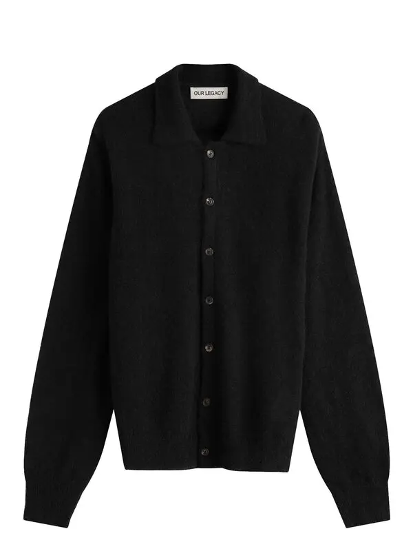 Our Legacy Evening Polo Shirt - Black Fuzzy Alpaca