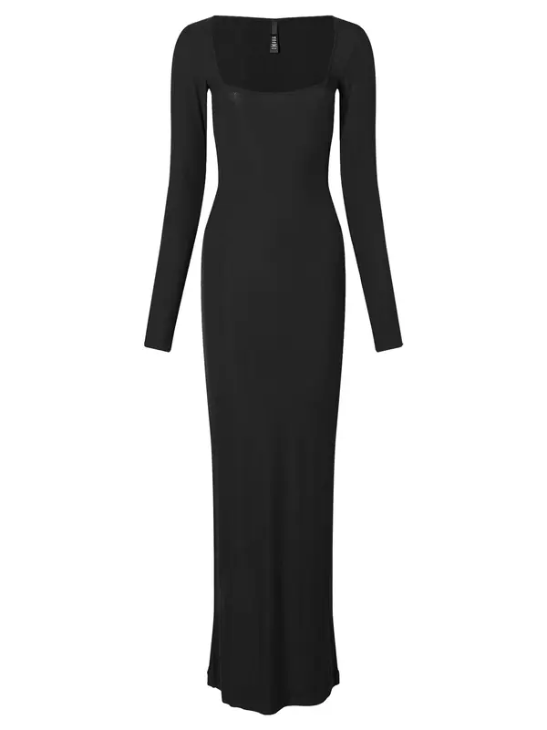 SKIMS Soft Lounge Long Sleeve Maxi Dress - Onyx