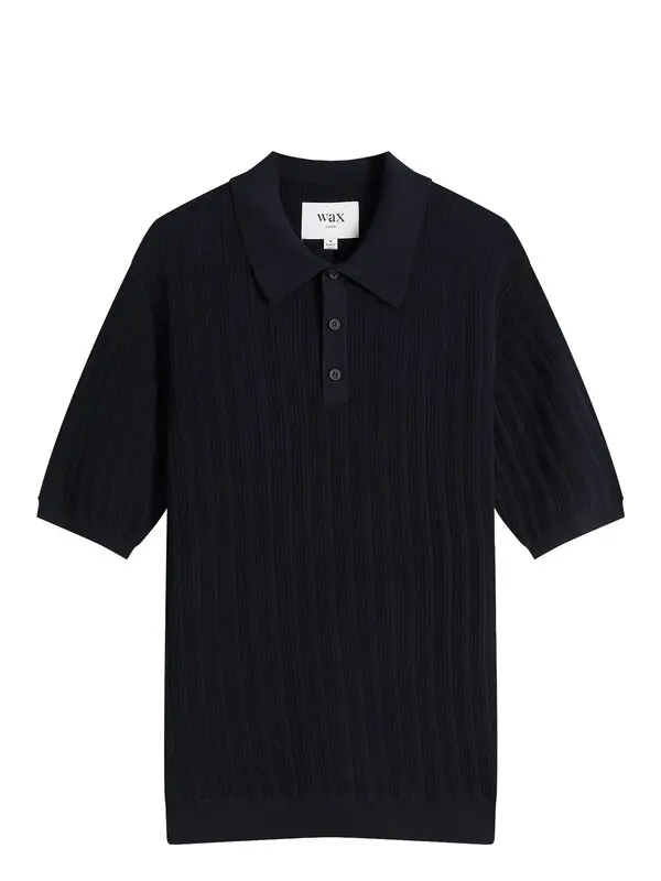 WAX LONDON Naples Knit Polo Shirt - Midnight