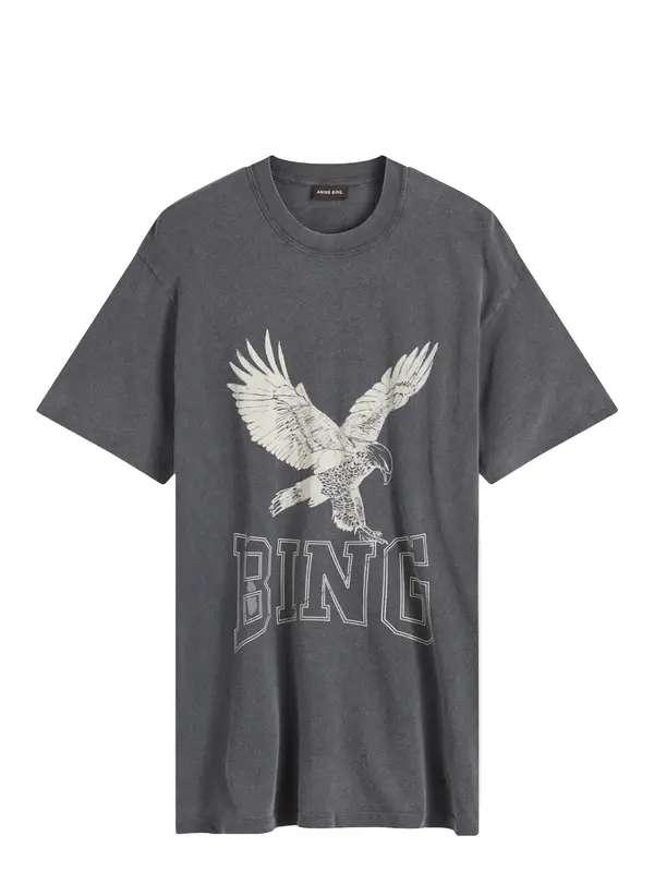 ANINE BING Lili Retro Eagle T-shirt - Washed Black