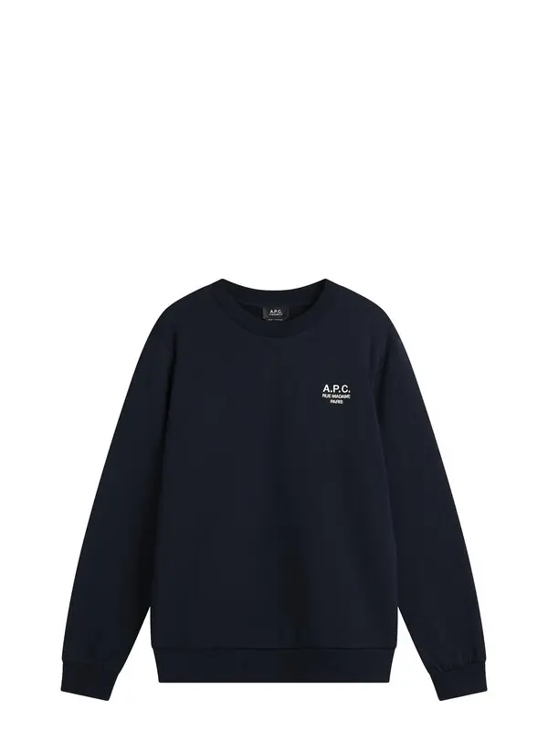 A.p.c. Rue Madame Logo Crew Sweatshirt - Dark Navy/ecru
