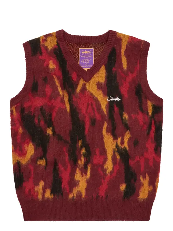 CORTEIZ Mohair Knit Vest - Red Camo