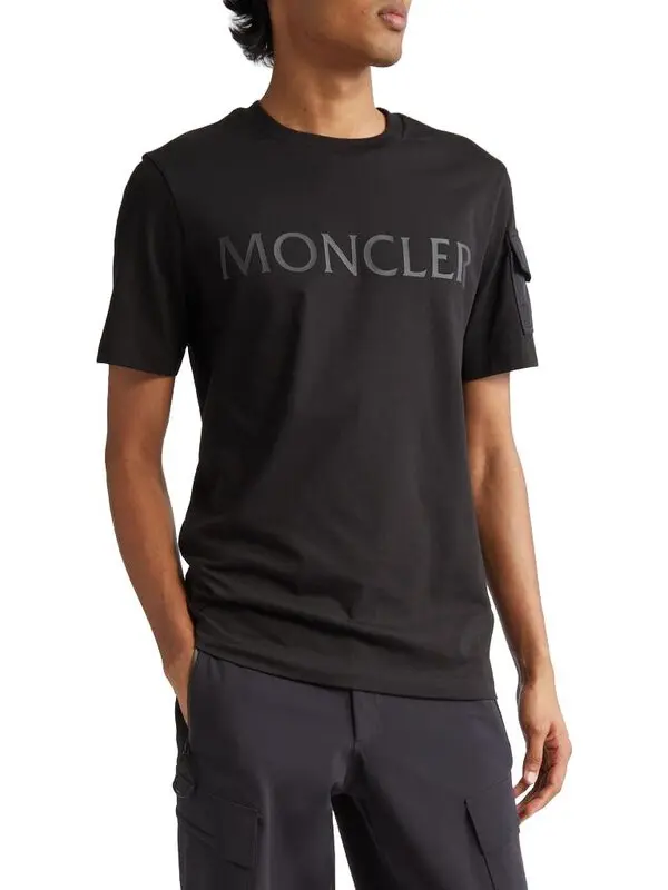 Moncler Logo Pocket Cotton T-shirt - Black