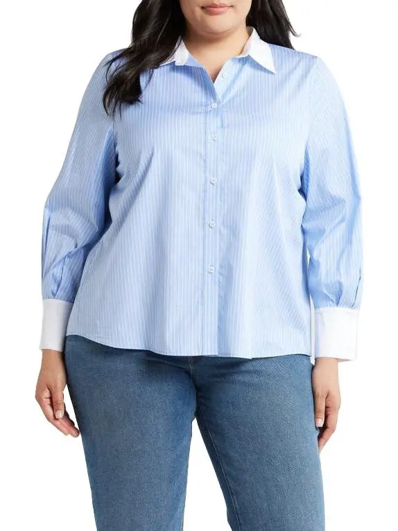 HARSHMAN Caris Shirt - Blue Pinstripes
