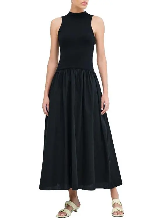 MARCELLA Montrose Mixed Media Maxi Dress - Black
