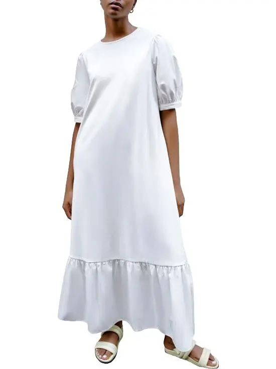 MARCELLA Olivia Mixed Media Midi Dress - Off White