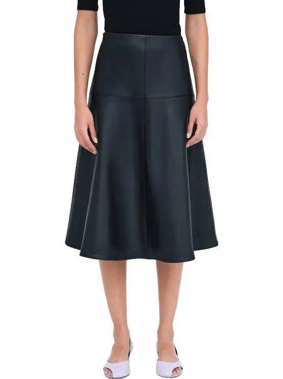 MARCELLA Lexi Faux Leather A-line Skirt - Black