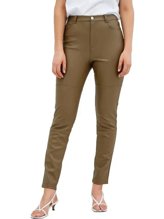 MARCELLA Mei Faux Leather Pants - Taupe