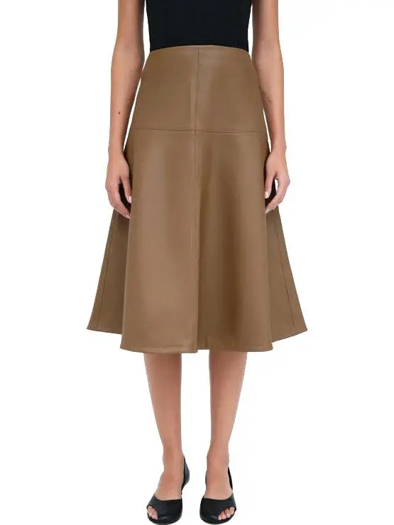 MARCELLA Lexi Faux Leather A-line Skirt - Taupe