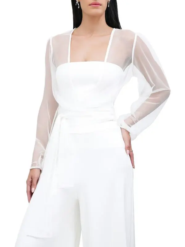 MARCELLA Verona Sheer Mesh Wrap Bolero - Off White