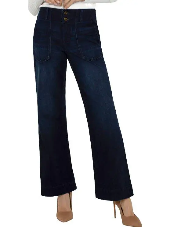 LIVERPOOL Hannah Patch Pocket Flare Jeans - Summit Lake