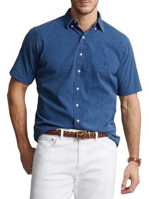 Polo Ralph Lauren Big & Tall Solid Seersucker Sport Shirt - Dark Indigo